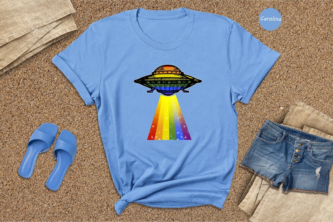 Alien Mushroom Abduction Beam Lgbt Pride Shirt Trippy Mushroom Shirt