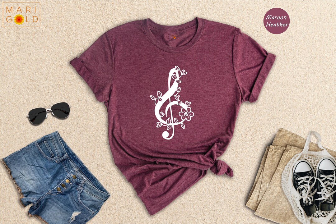 Floral Music Notes T-shirt, Music Teacher Shirt, Musician Gifts, Piano ...
