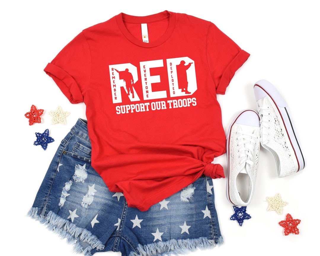 Red Spport Our Troops Shirt, on Friday We Wear Red Shirt, American Flag ...