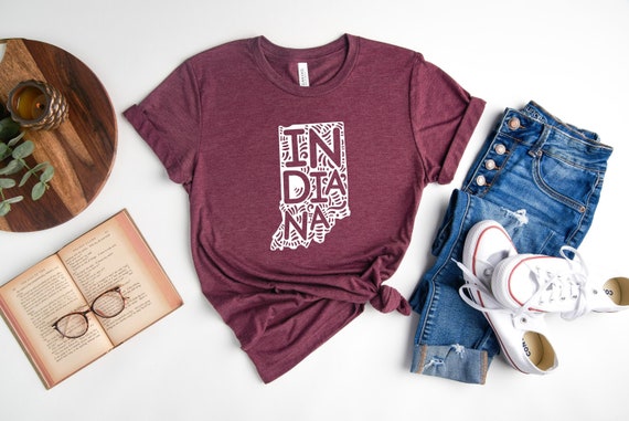 Indiana State Shirt Indiana State Map Shirt Indiana Travel | Etsy