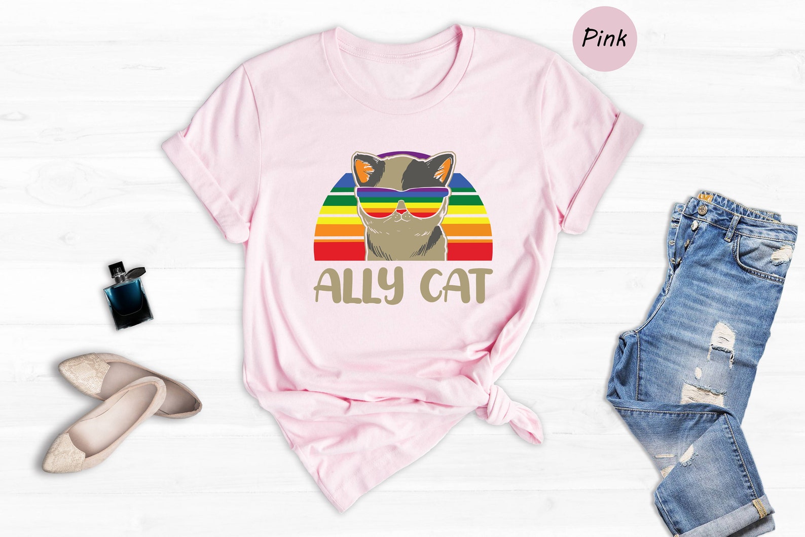 LGBT Ally Cat Shirt, Lgbt Ally Shirt, Lgbtq Support Tee, Ally Cat Shirt ...