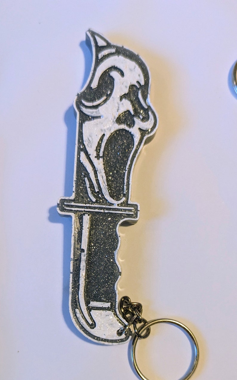 Horror Film Fake Resin Knife Keychain. Freddy Jason Leather Face Scream ...