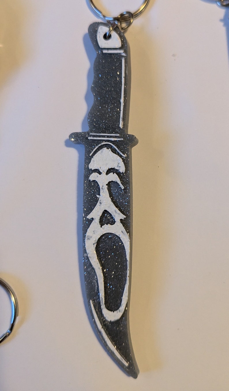Horror Film Fake Resin Knife Keychain. Freddy Jason Leather Face Scream ...