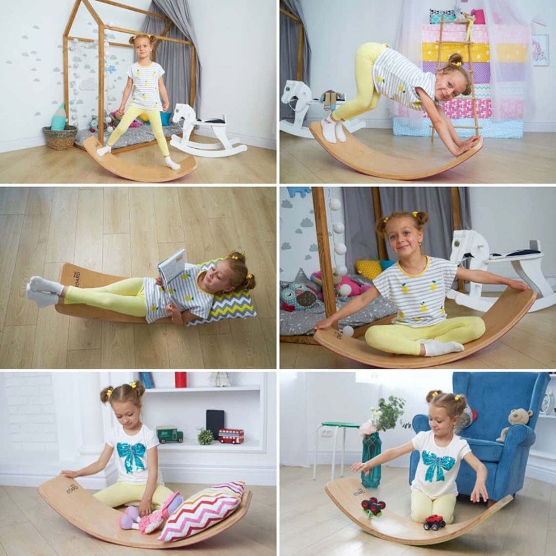 Wooden Rocker Board for Kids & Toddlers, Wood Wobble Toy,yoga Curvy ...