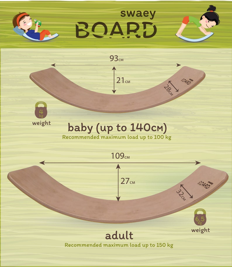 Rockerboard Balanceboard Swaeyboard Wooden Rocker Board Kids - Etsy
