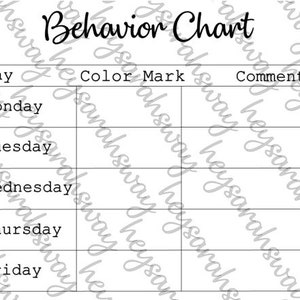 Behavior Chart Printable PDF DOWNLOAD ONLY - Etsy