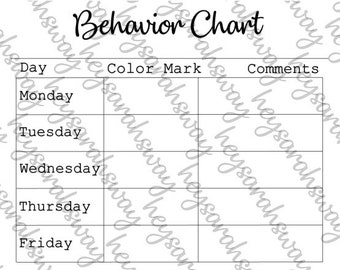 ABC Behavior Chart Printable Digital Download - Etsy