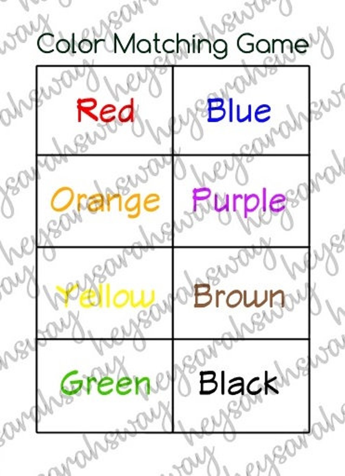 Printable Color Matching Preschool Game PDF DOWNLOAD ONLY - Etsy