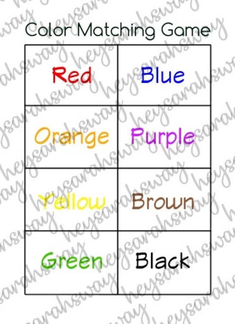 Printable Color Matching Preschool Game PDF DOWNLOAD ONLY - Etsy