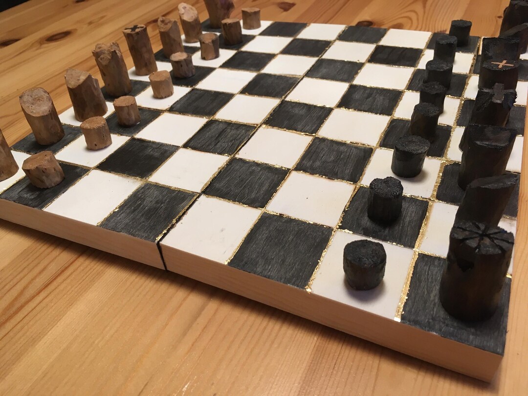 Rustic Chess Set- Cherry Wood - Etsy UK