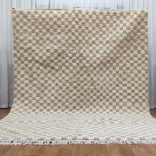 Checkered Beige and White Area Rug. - Etsy