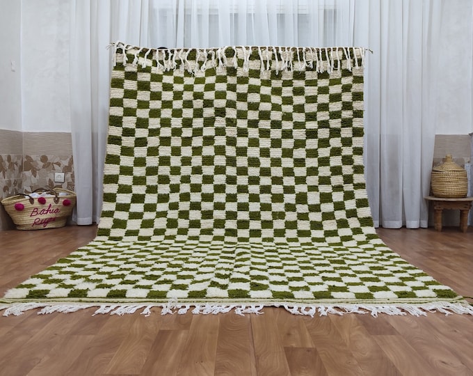 Checkerboard Camel and White 5x7 Rug , Living Room Rug, Check Area Rug ...