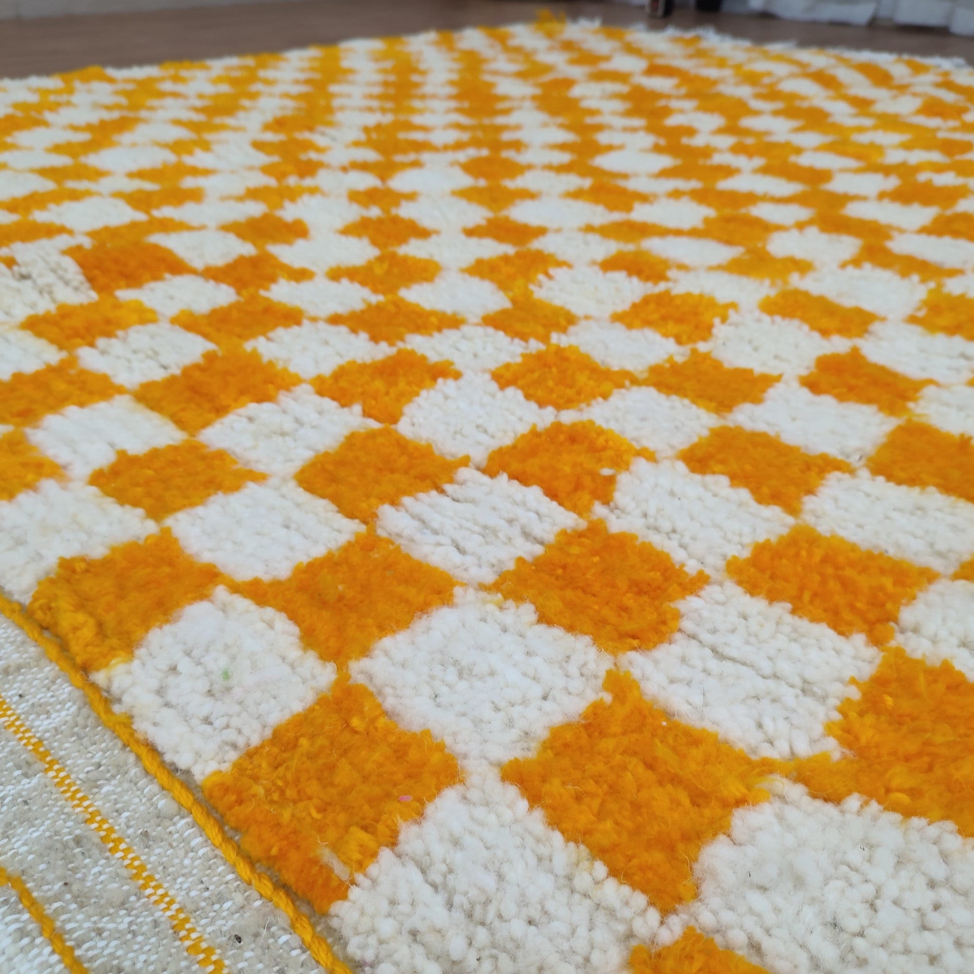 Large Diamond Orange and White Checkered Rug Moroccan Berber | Etsy