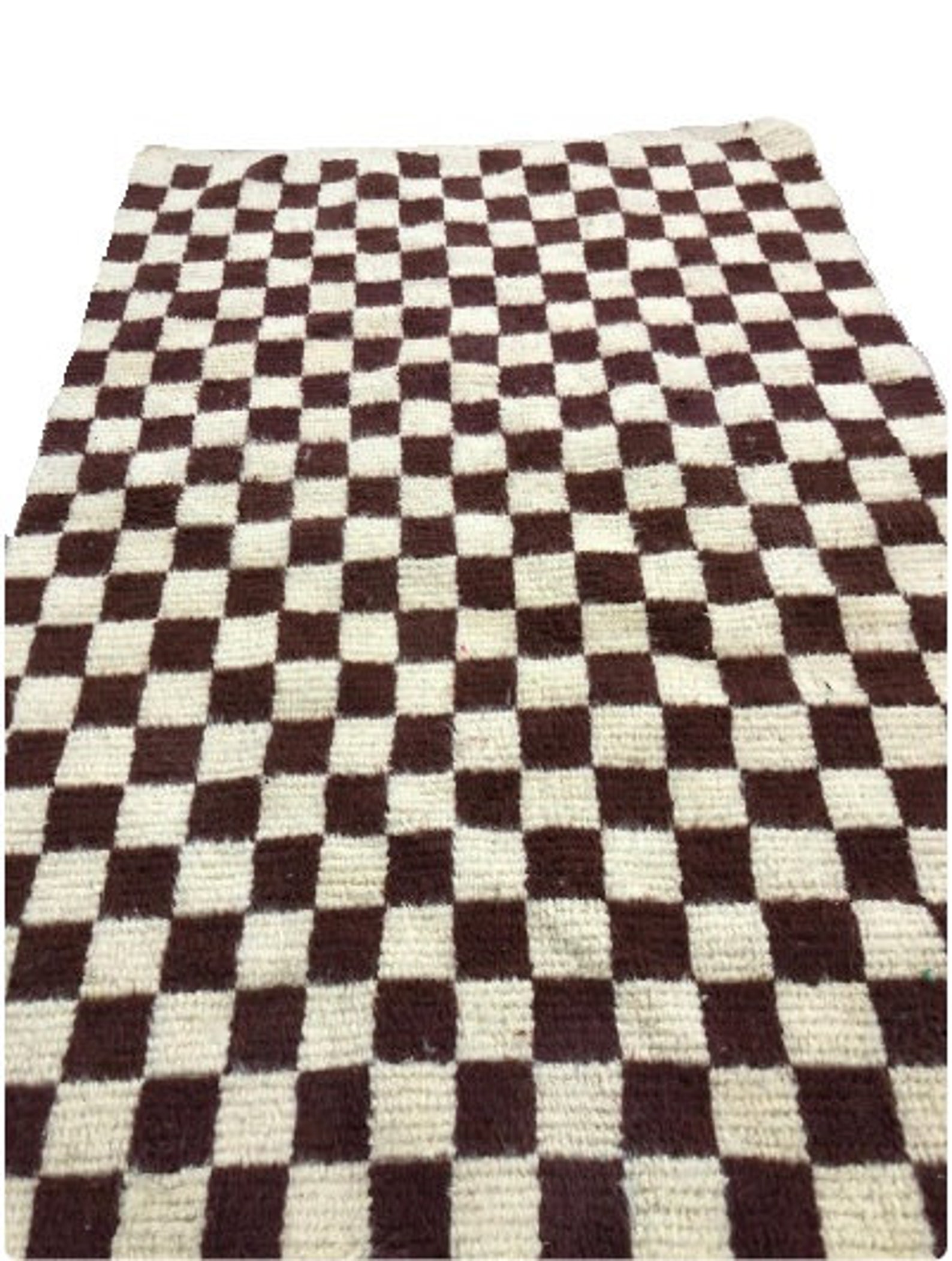 Large Brown and White Checkered Area Rug Moroccan Berber | Etsy
