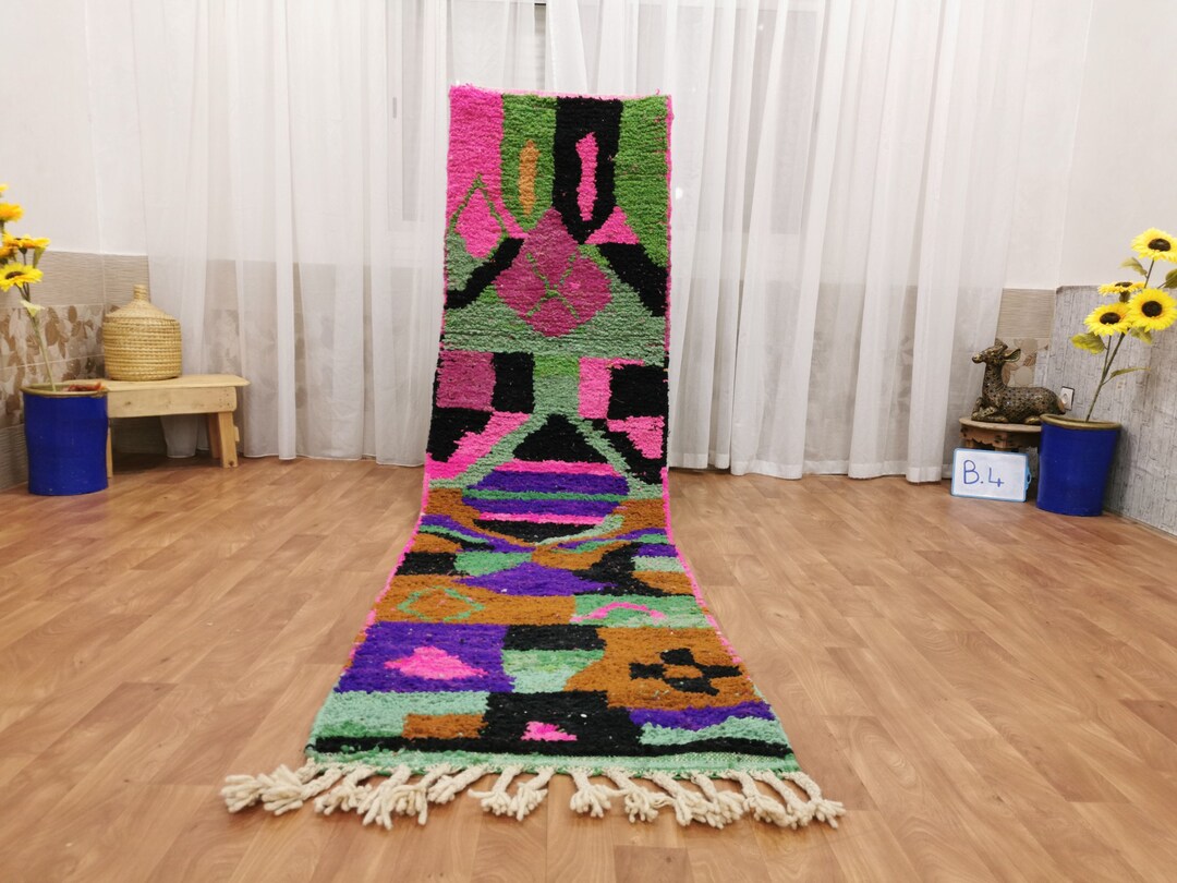 Fabulous Moroccan Runner, Abstract Rug, Sheep Wool Runner, Handmade ...