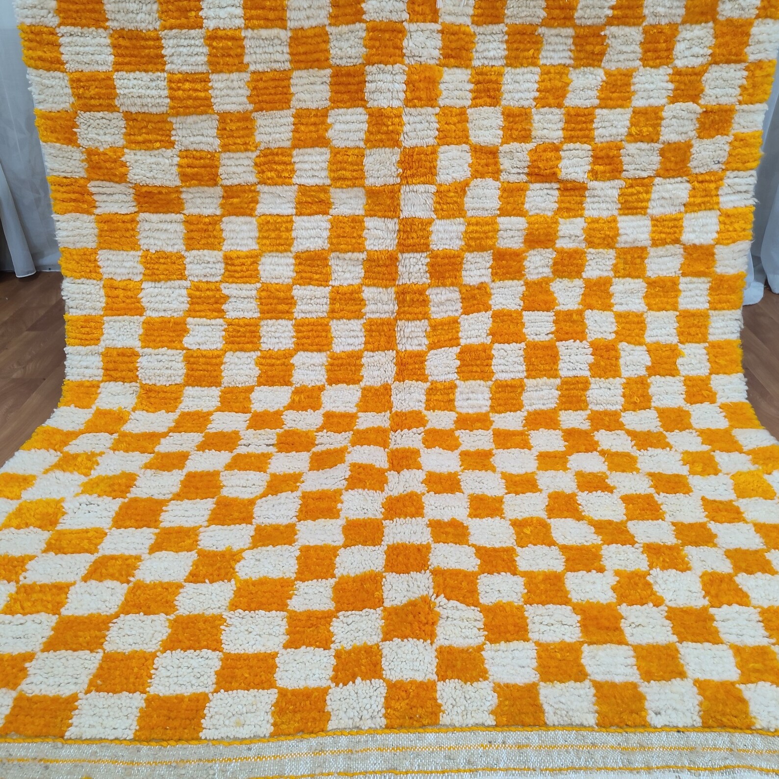 Large Diamond Orange and White Checkered Rug Moroccan Berber | Etsy