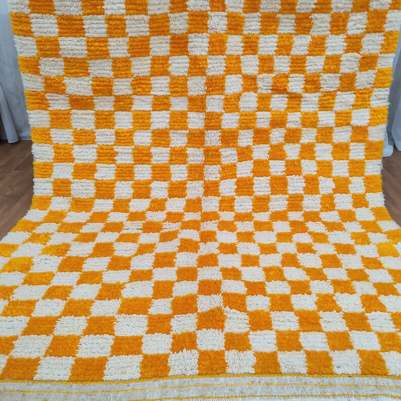 Large Diamond Orange and White Checkered Rug Moroccan Berber | Etsy