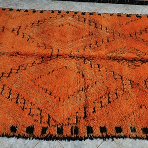 Orange Vintage Berber Moroccan Rug Beni Mguild Unique Hand-knotted ...