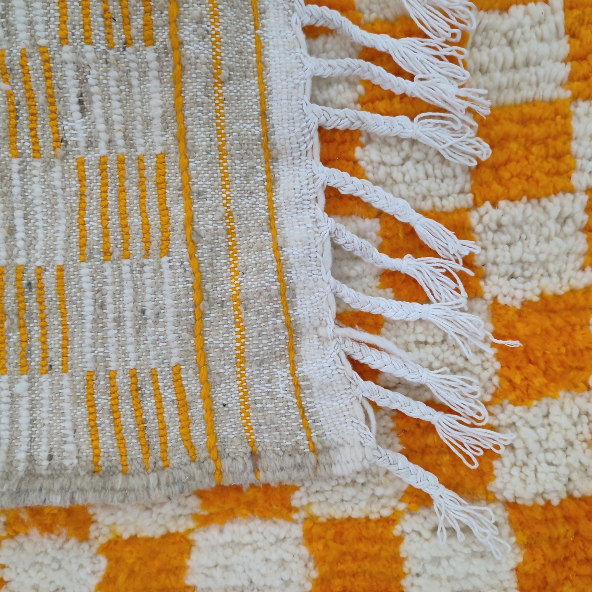 Large Diamond Orange and White Checkered Rug Moroccan Berber | Etsy