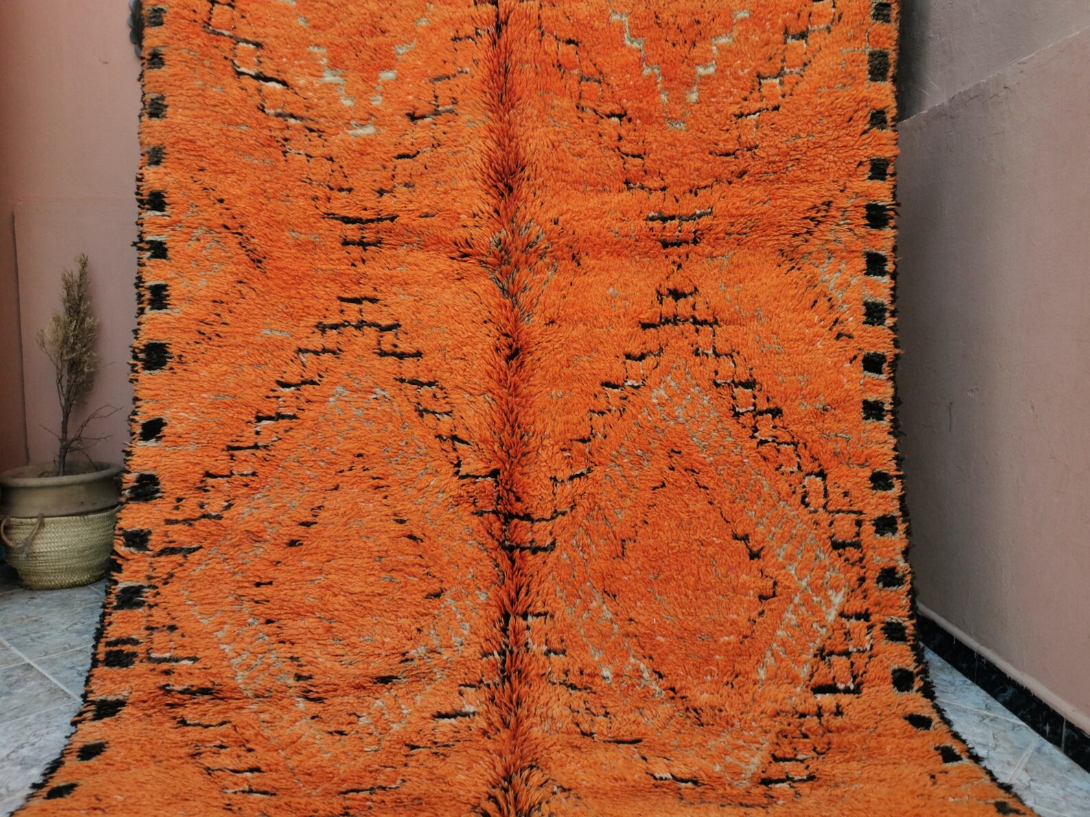 Orange Vintage Berber Moroccan Rug Beni Mguild Unique - Etsy