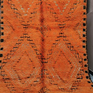 Orange Vintage Berber Moroccan Rug Beni Mguild Unique Hand-knotted ...