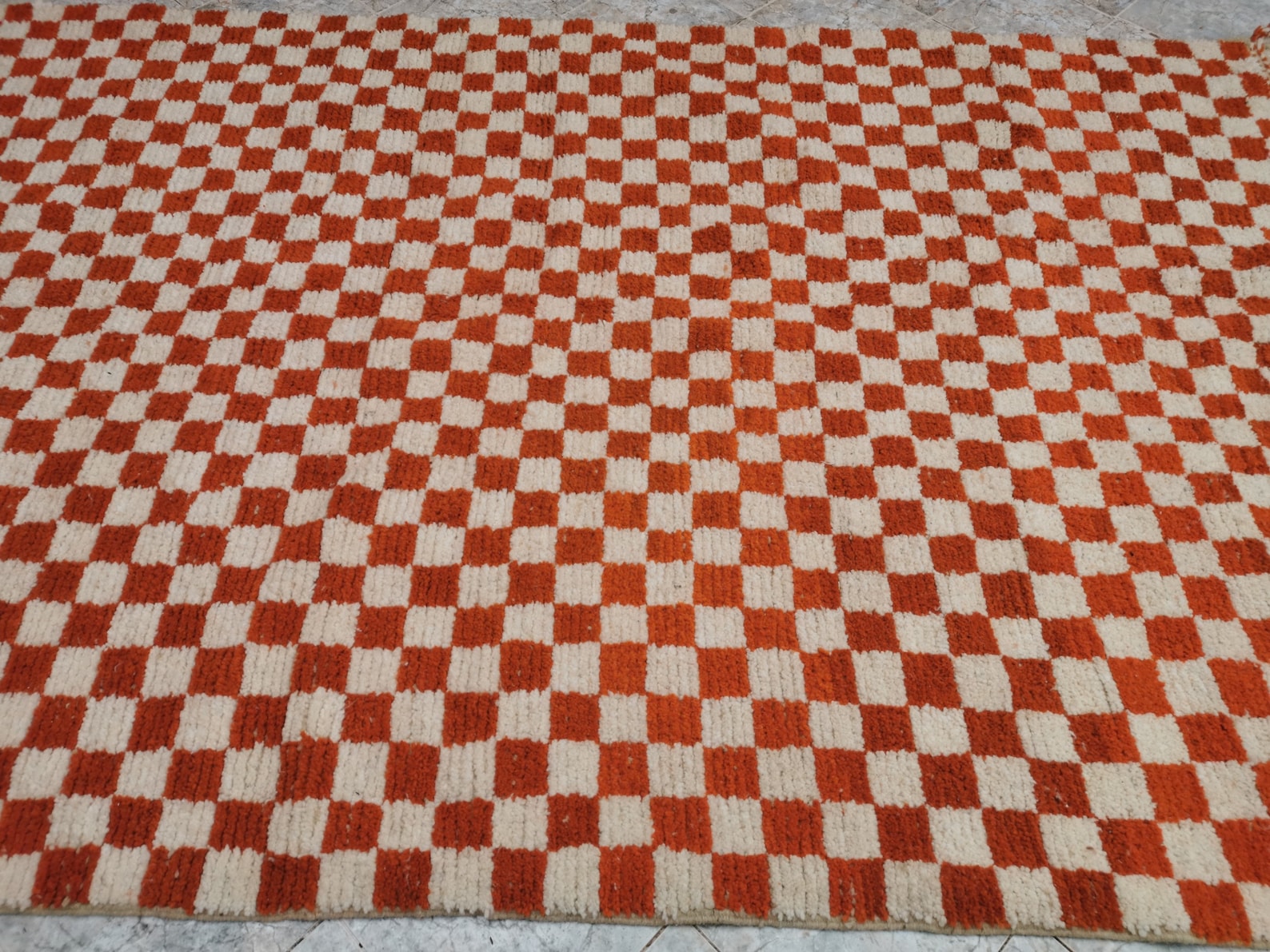 Custom Orange and White Checker Rug Moroccan Berber Checkered | Etsy