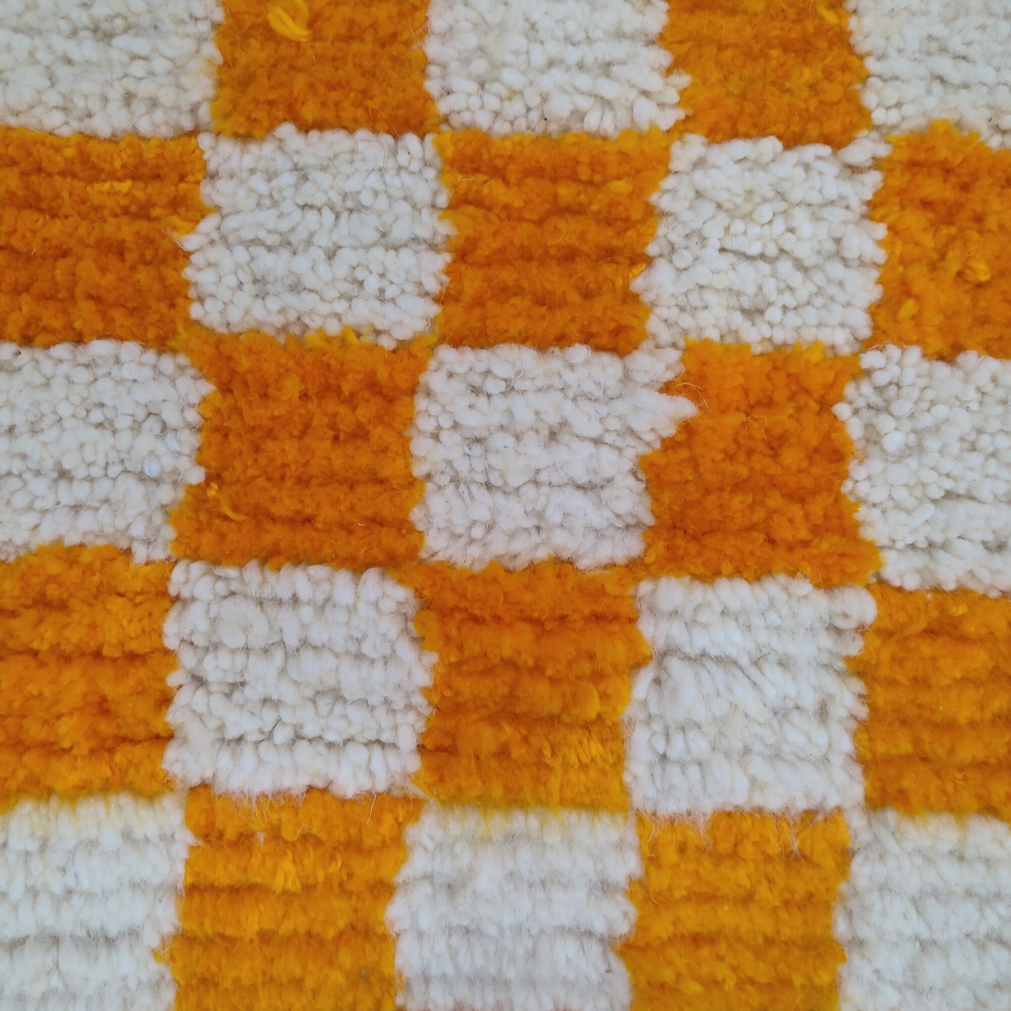 Large Diamond Orange and White Checkered Rug Moroccan Berber | Etsy