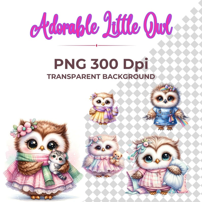 Adorable Owl Watercolor Illustration Clip Art Perfect for Sublimation ...