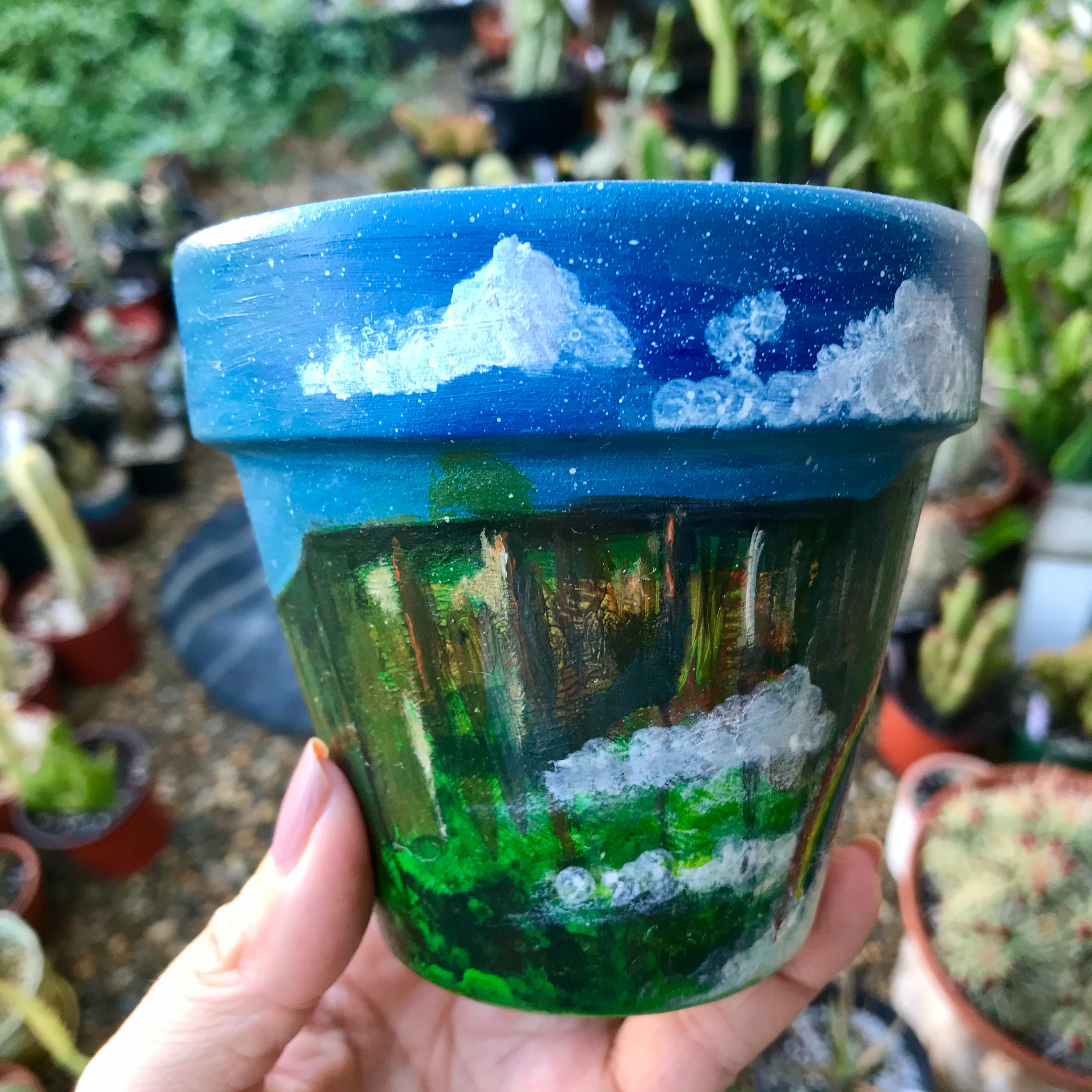 4 Hand Painted Terracotta Pot-angel Falls - Etsy UK