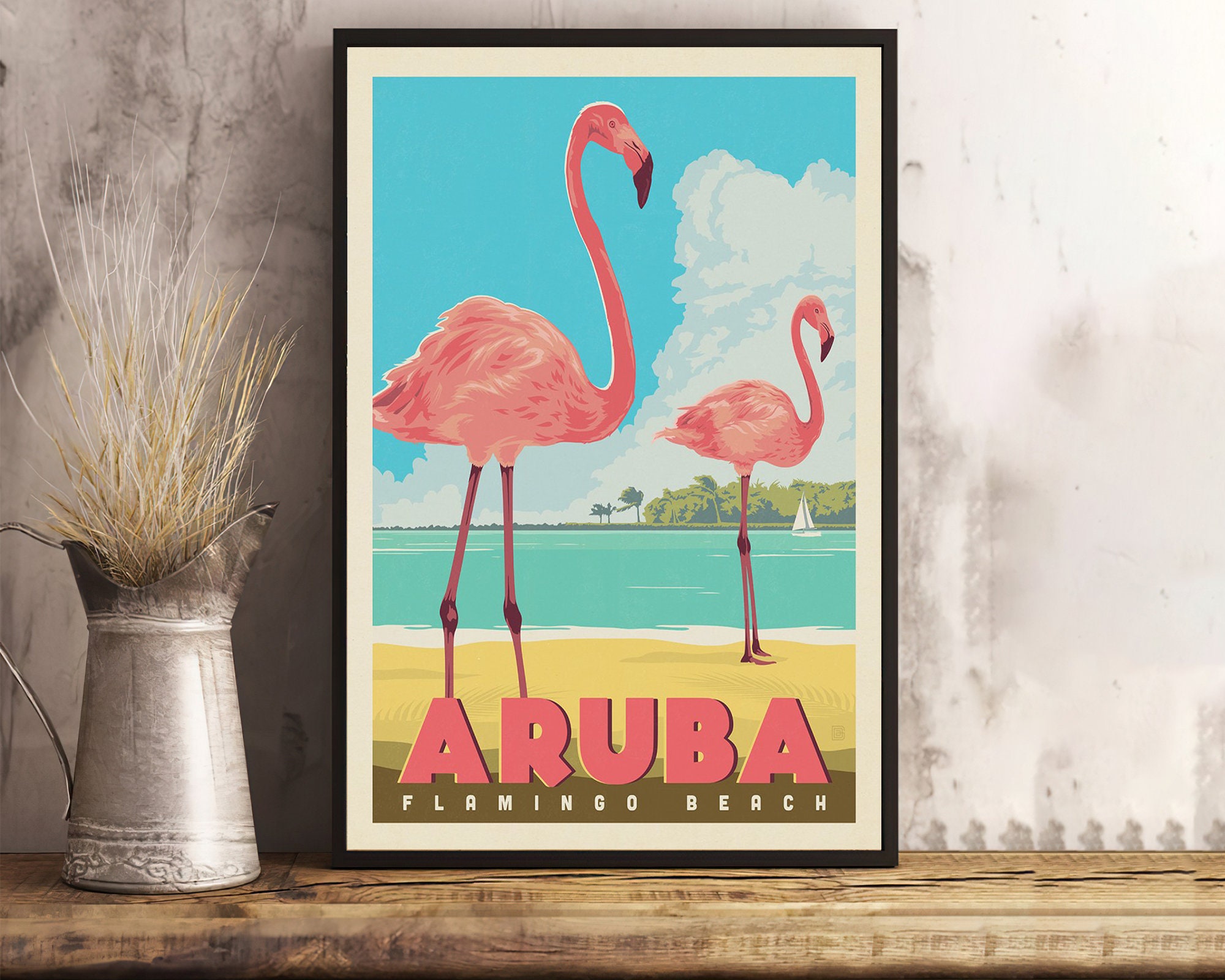 Aruba Vintage Poster Print Home Wall Art Office Wall Decor | Etsy