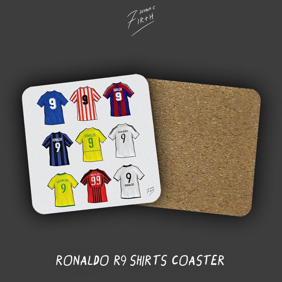 Ronaldo R9 Shirts Memorabilia Hand Sublimated Football Coaster - Etsy