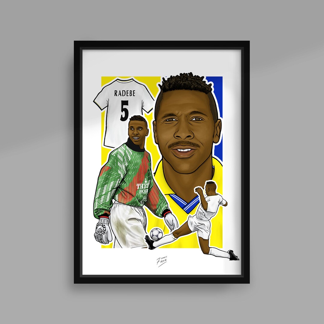 Lucas Radebe Leeds Legend Memorabilia Handmade Illustrated Poster Print ...