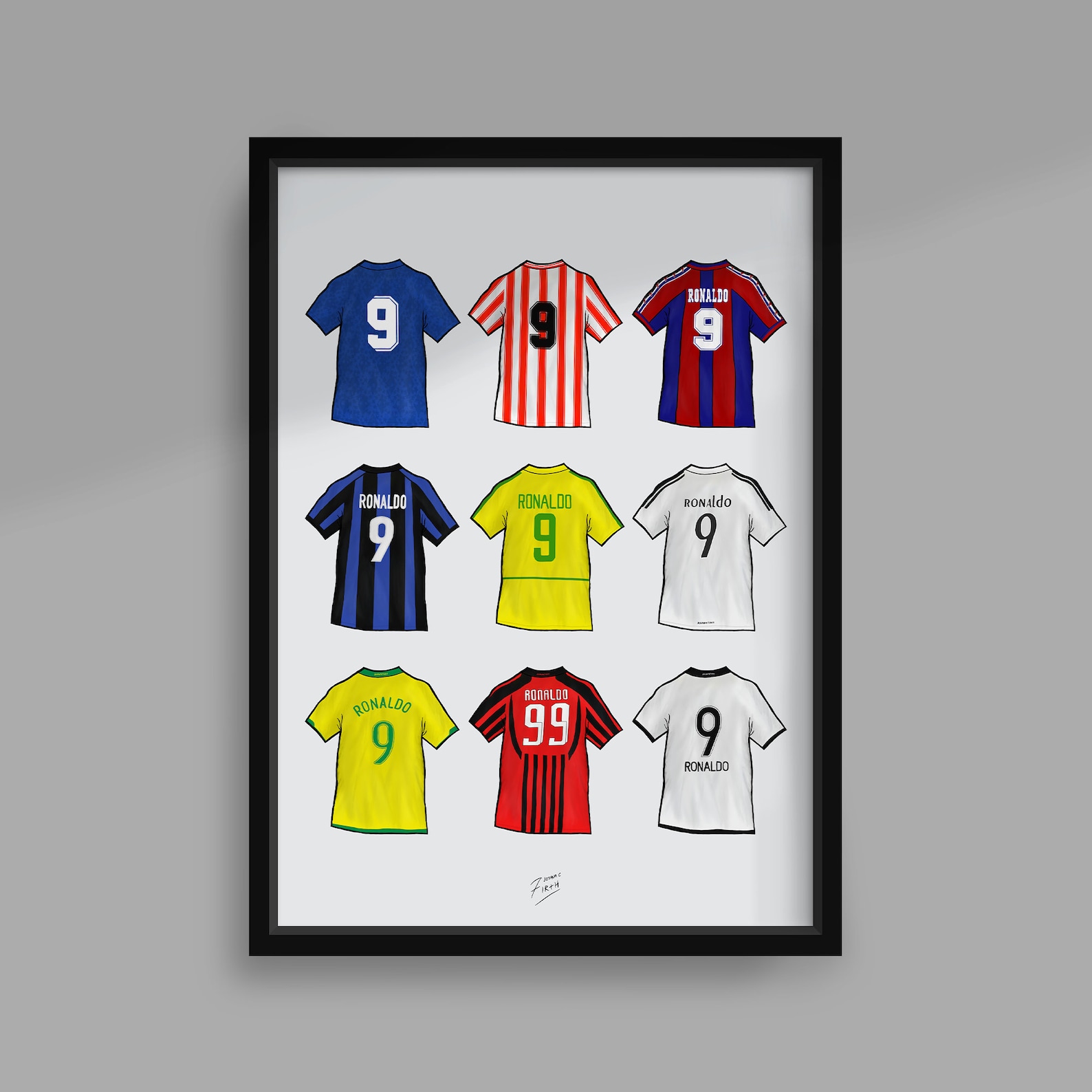 Ronaldo R9 Shirts Handmade Illustrated Football A4 Poster Print - Etsy UK