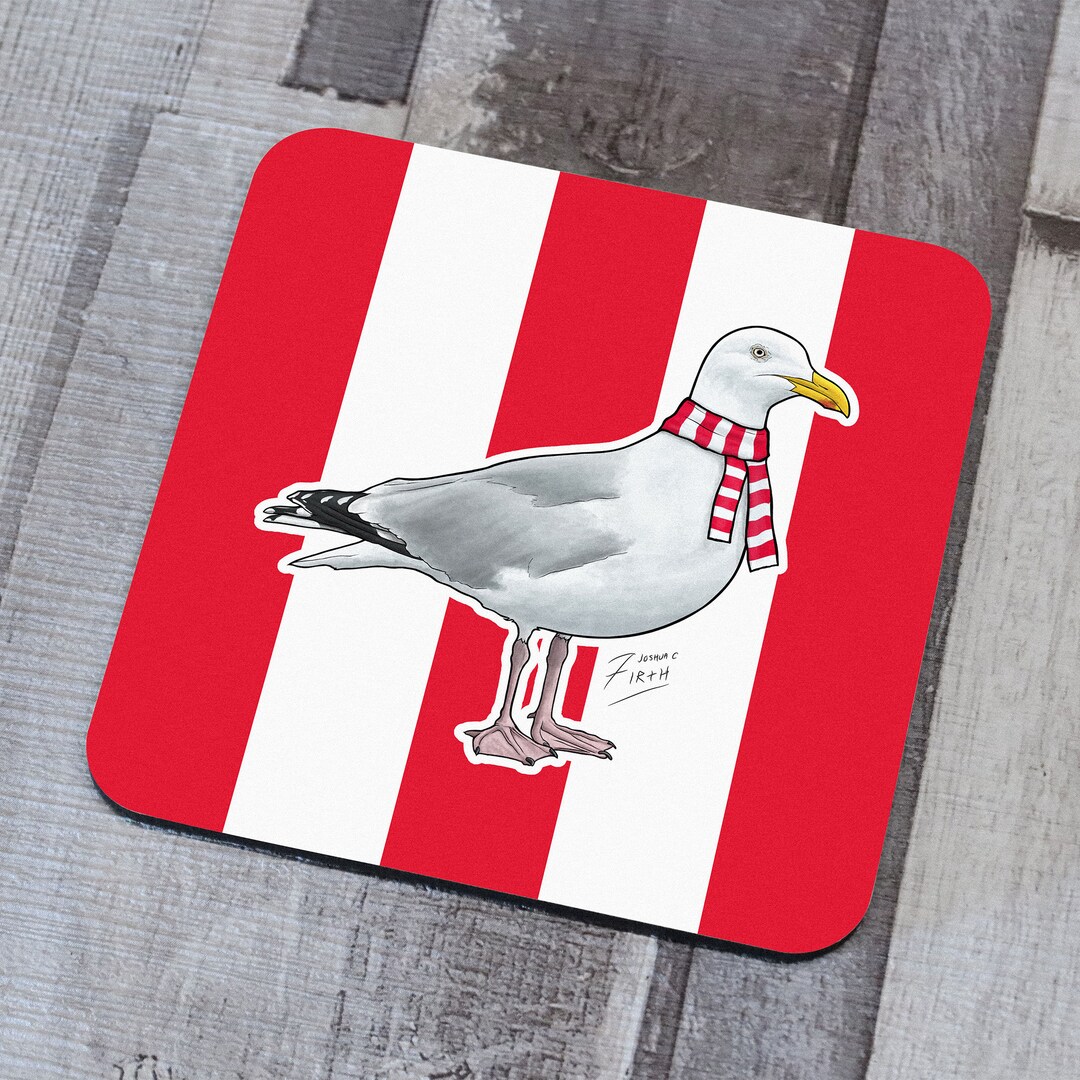 Scarborough Themed Seagull Memorabilia Hand Sublimated Football Coaster ...
