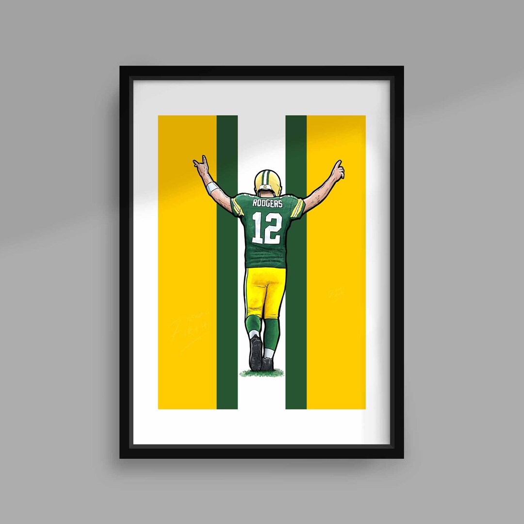 Rodgers 12 Quarterback Handmade Illustrated American Football Themed ...