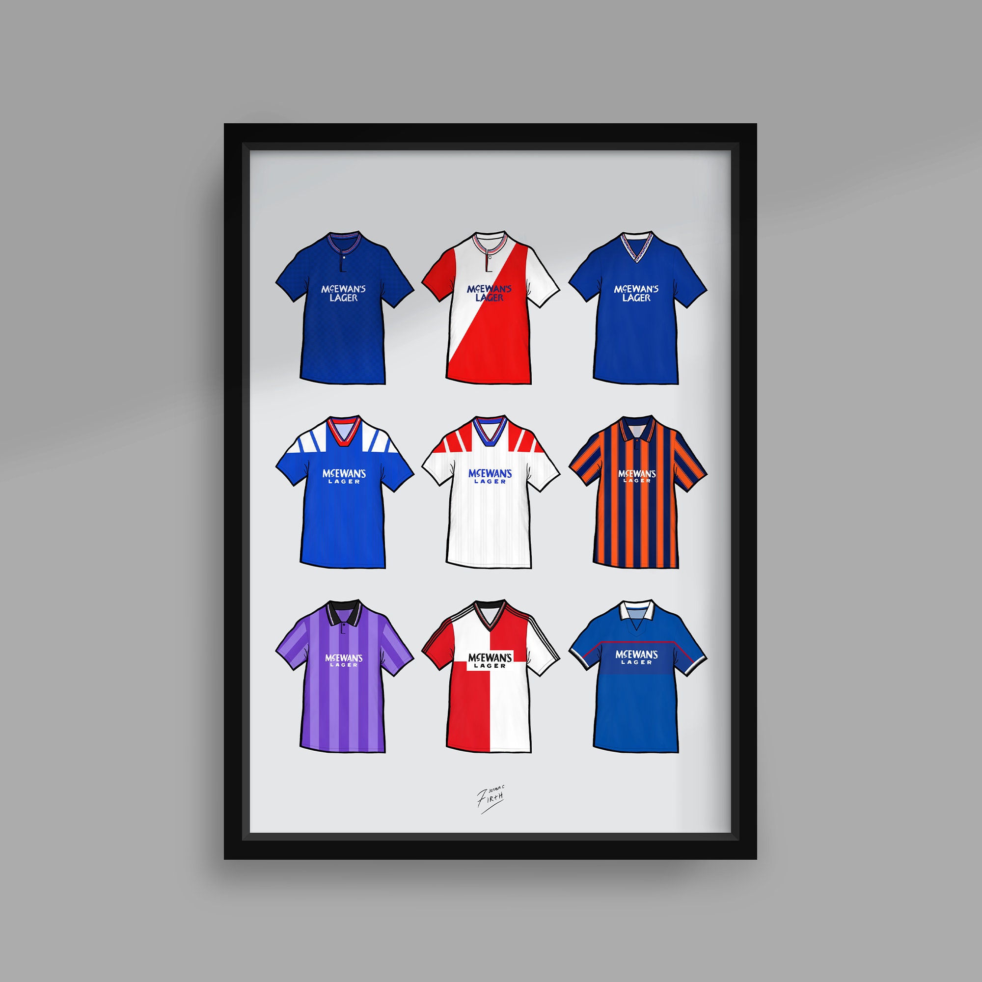 Rangers Retro Shirts Handmade Illustrated Football Poster - Etsy UK