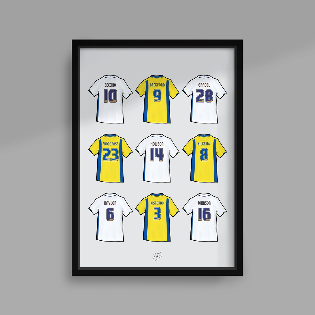 Leeds 2009-10 Promotion Player Shirts Illustrated Football Poster Print ...