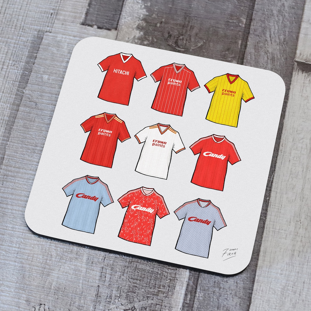 Liverpool Retro Shirts Memorabilia Hand Sublimated Football Coaster ...