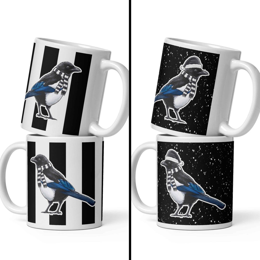 Magpie With Scarf Artwork Illustrated Handmade Ceramic Mug - Etsy