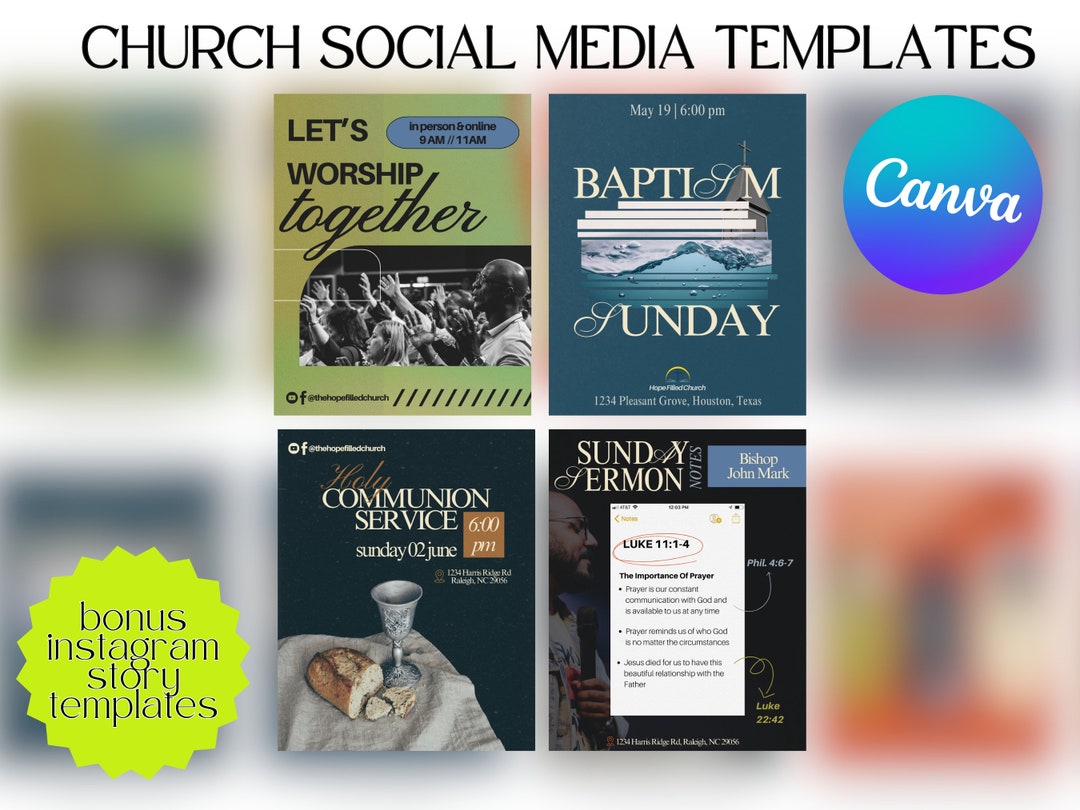 Church Social Media Posts, Canva Templates, Instagram Bundle, Faith ...