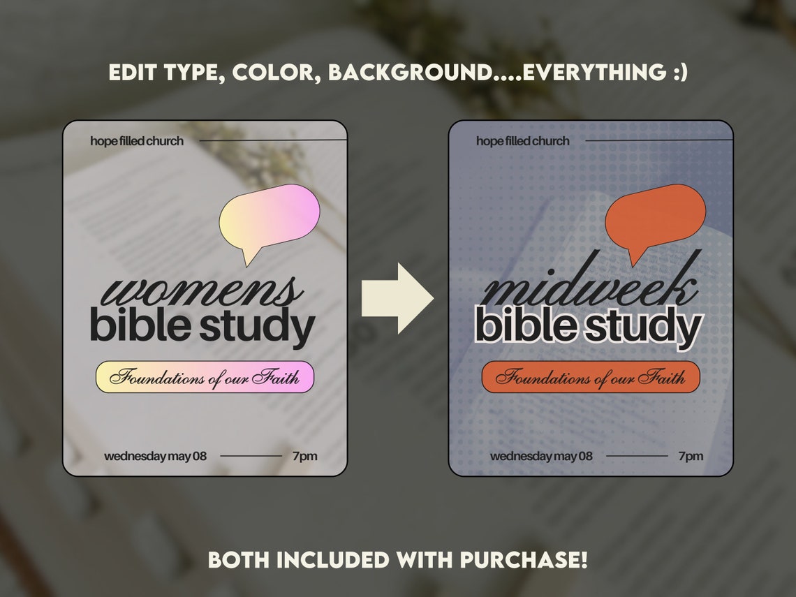 Bible Study Church Flyer, Canva Template, Church Marketing, Christian ...