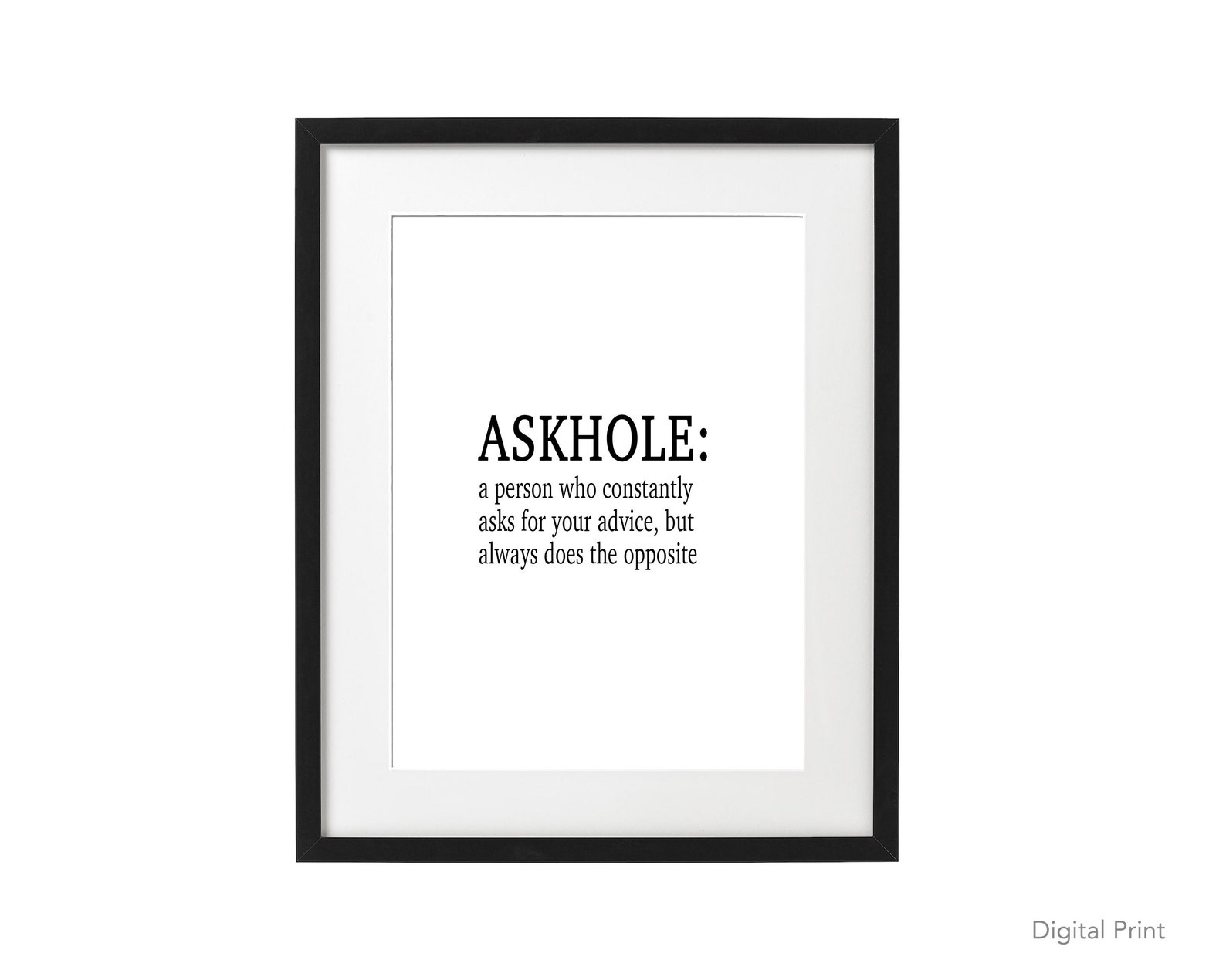 Askhole Definition, Dictionary Art Print, Office Decor, Minimalist ...