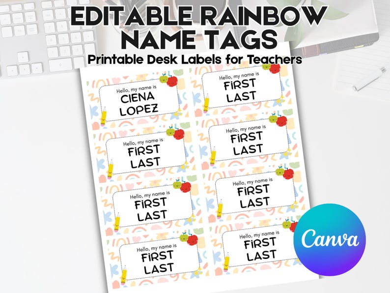 Rainbow Classroom Name Tags | Editable, Printable Desk Labels (PDF ...