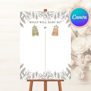 Gender Reveal Poster: Neutral Colors, Vote Sign (canva Template) - Etsy