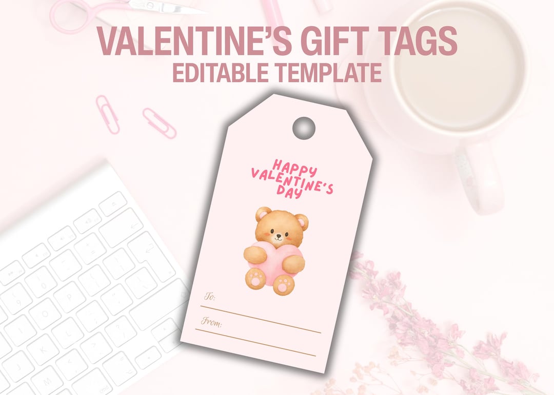 Editable Valentine Gift Tags Canva | Printable Classroom Valentines ...