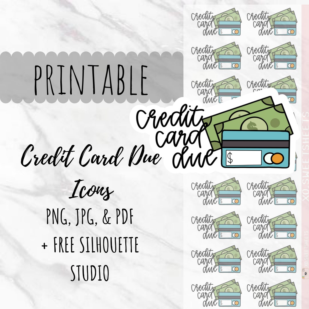 Credit Card Due Planner Stickers: Print & Cut Icons (digital File) - Etsy