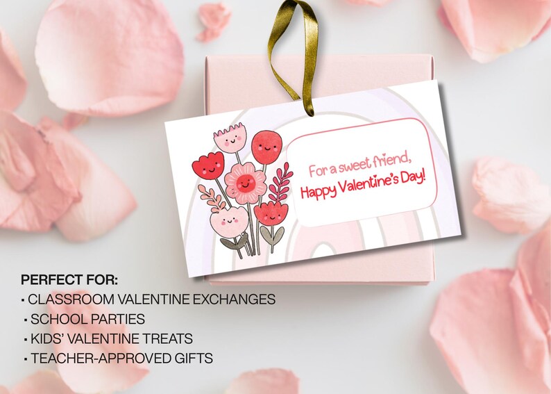 Classroom Valentine Tags Printable PDF | Kids School Valentine Treat ...