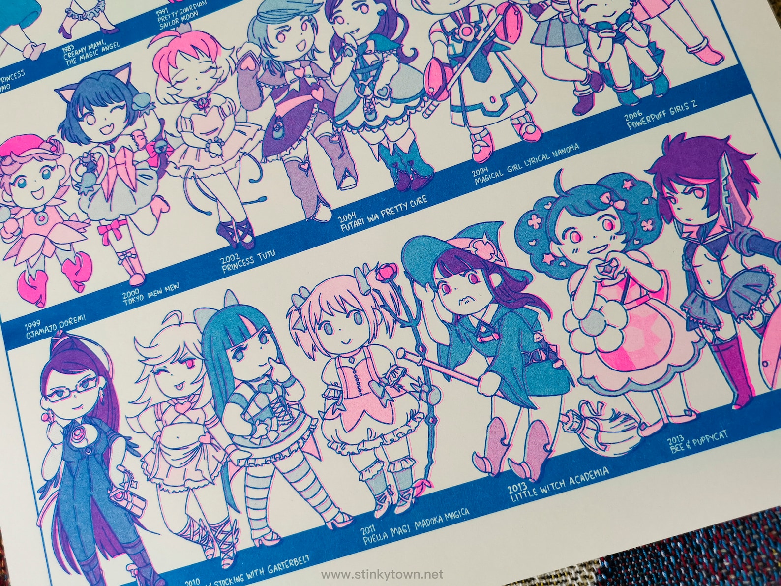 Evolution of Majokko and Magical Girls Risograph Print - 11"x17" - Etsy