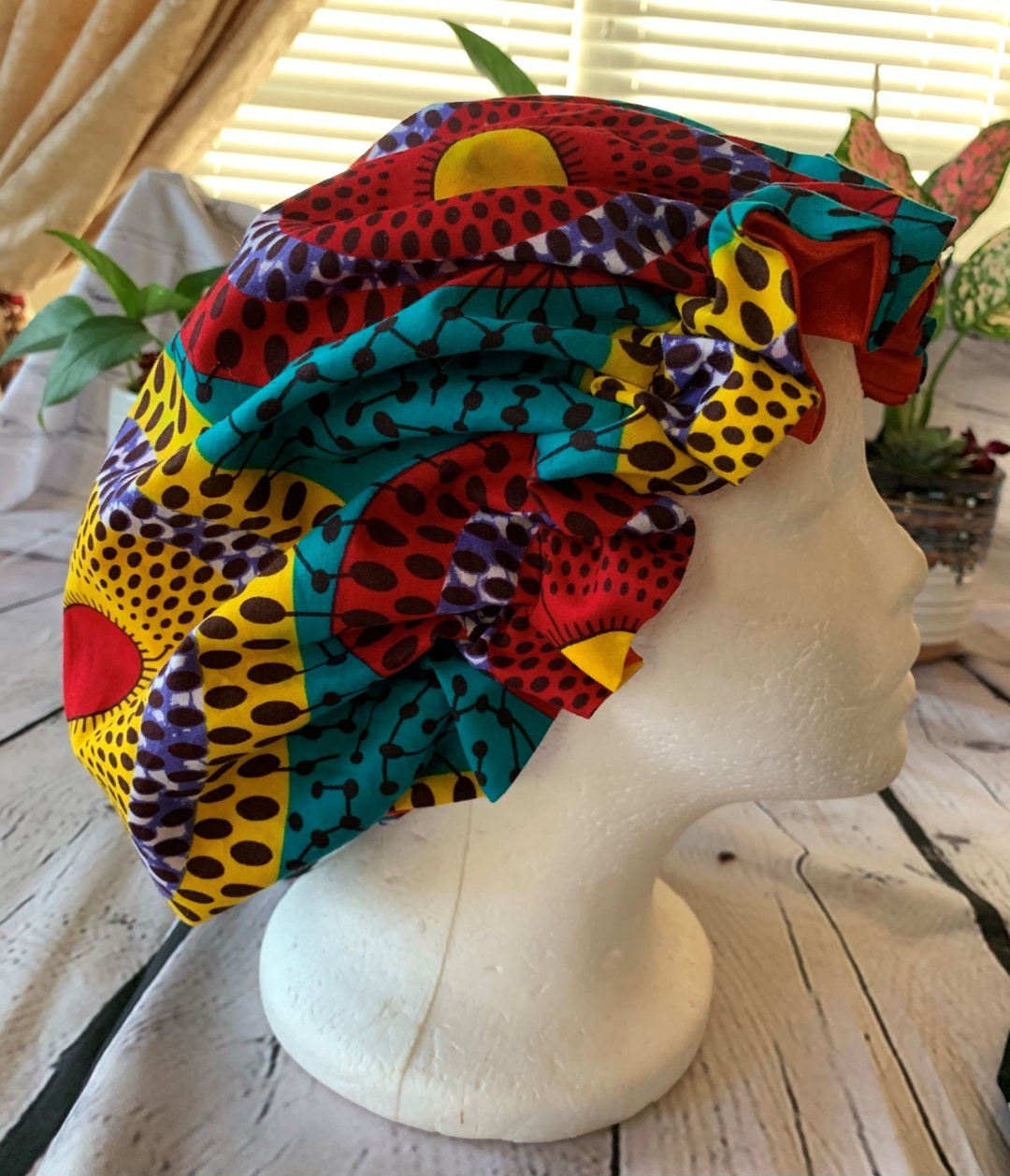 African Print Bonnet Adjustable African Bonnet Kente Bonnet - Etsy