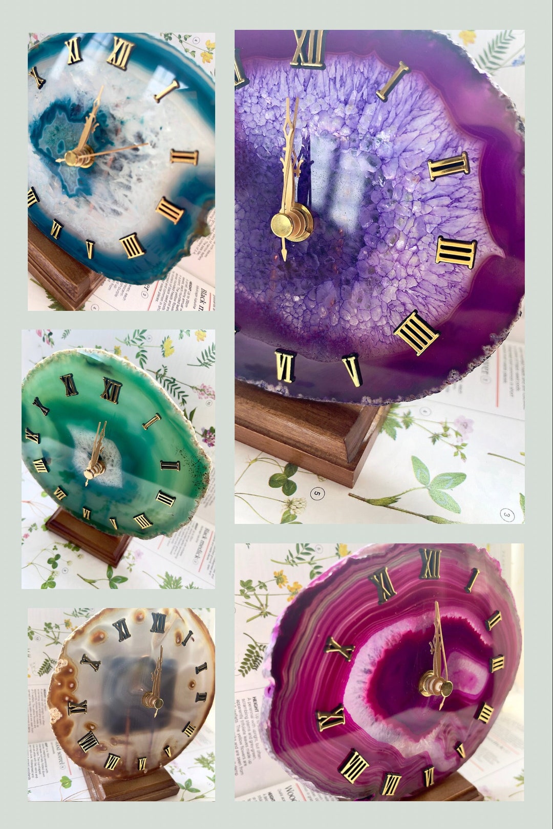 Agate Slice Table Clocks spiritual Gifts Witchy Giftschristmas ...